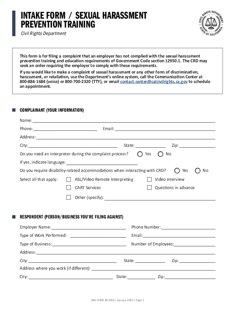 Fillable Online Workplace Rights Harassment Prevention Statement ...