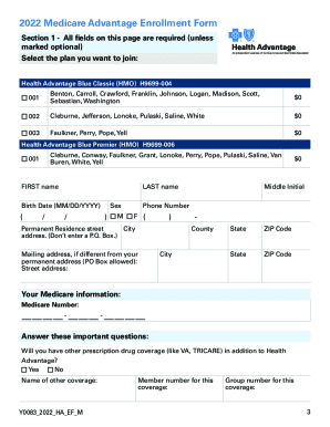 Fillable Online Health Advantage Blue Classic HMO and Premier HMO ...