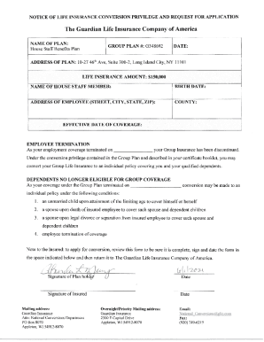 Fillable Online NOTICE OF LIFE INSURANCE COIWERSION PRTVILEGE AND ...