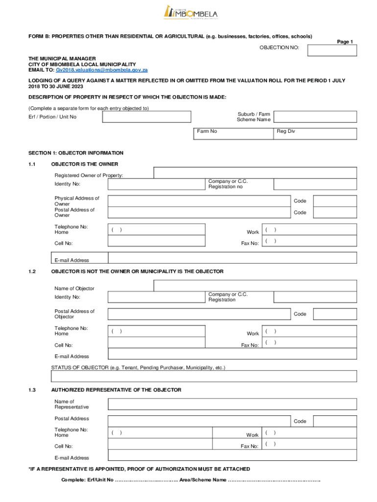 Fillable Online Mbombela valuation roll is open for inspection and objection Fax Email Print ...