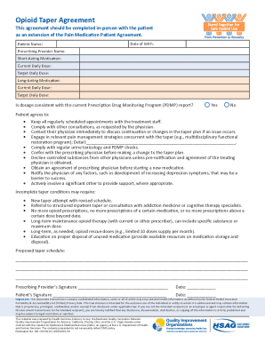 Fillable Online Opioid Taper Agreement. This agreement should be ...