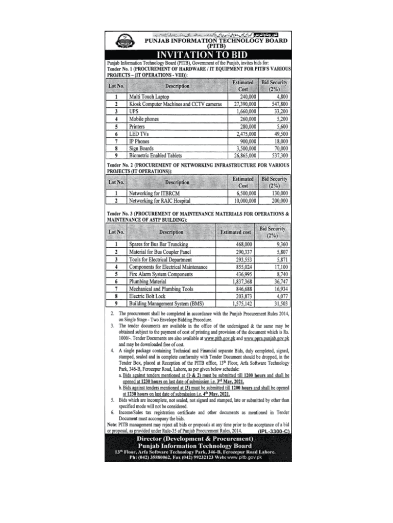 Fillable Online Tender Doc-Hardware-IT OPs-VIII-12-Apr-21-Published ...