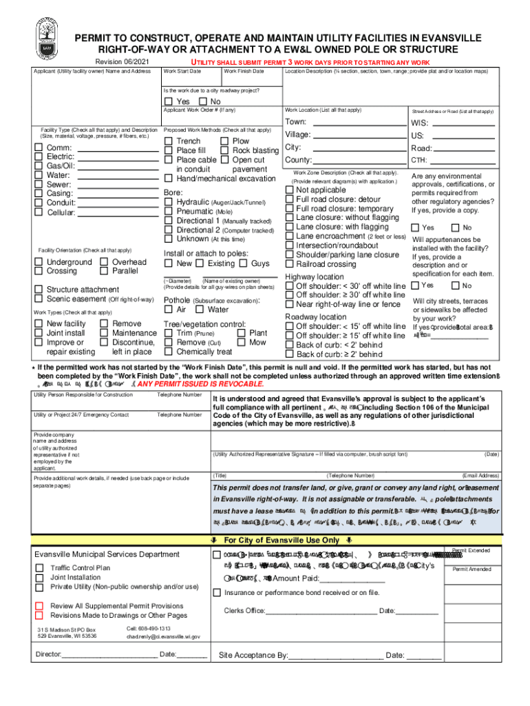 Fillable Online Application for Utility Permit or Franchise - WSDoT Fax ...