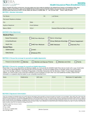 Fillable Online Health Insurance Plans Enrollment form Fax Email Print ...