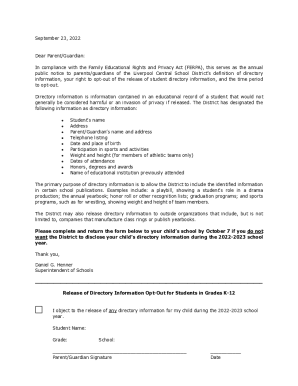 Fillable Online Family Education Rights and Privacy Act (FERPA) Notice ...