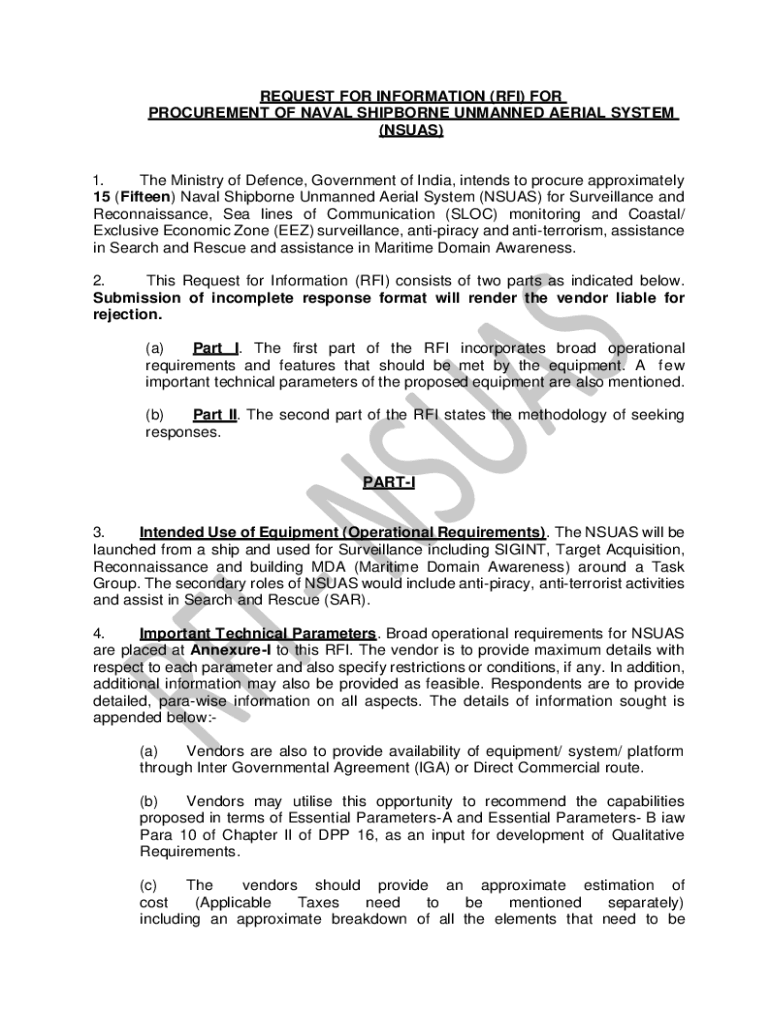 Fillable Online Navy Issues Request for Information (Rfi) For Naval ...