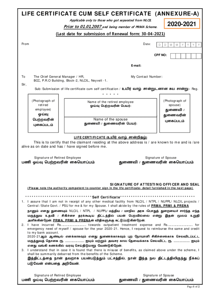 Life Certificate Renewal Date - Fill Online, Printable, Fillable, Blank ...
