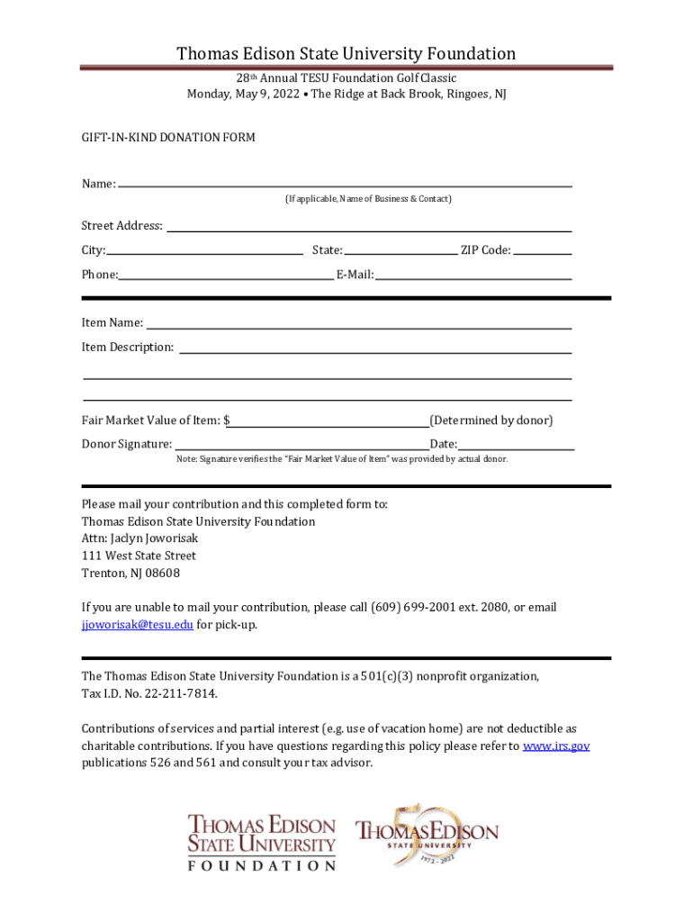 Fillable Online Thomas Edison State University Foundation - AWS Fax Email Print - pdfFiller