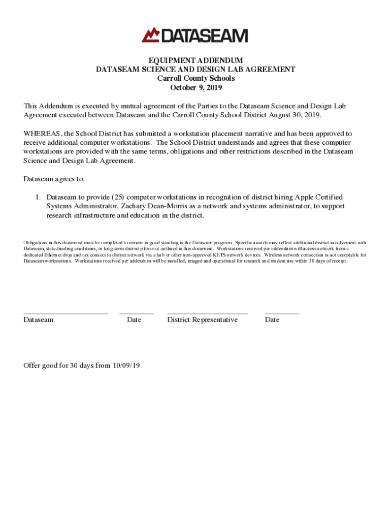 Fillable Online Comment: This sample Addendum is one example of how a ...