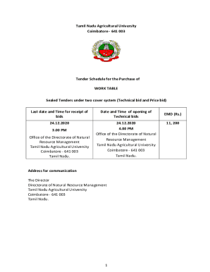 Fillable Online 641 003 Tender Schedule for the Purchase of WORK TABLE ...