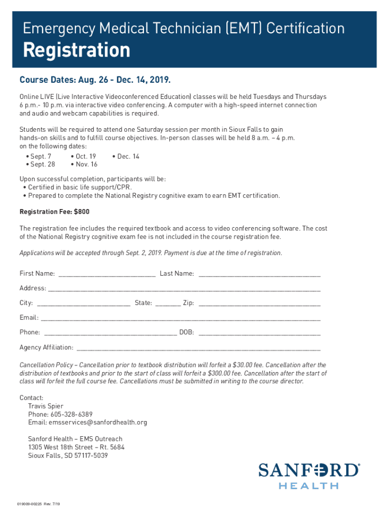 Fillable Online AUG 15 EMT Online - Cordial Fire EMS Education Fax ...