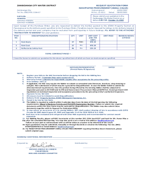 Fillable Online zcwd gov request quotation form negotiated procurement ...