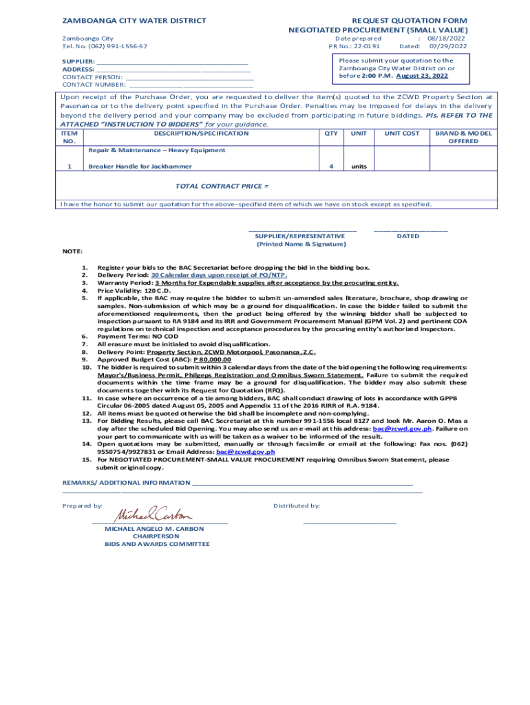 Fillable Online zcwd gov 22-0191.pdf - Zamboanga City Water District Fax Email Print - pdfFiller