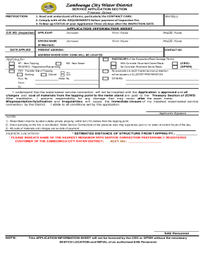Fillable Online zcwd gov ZCWD Checklist for New Water Service ...