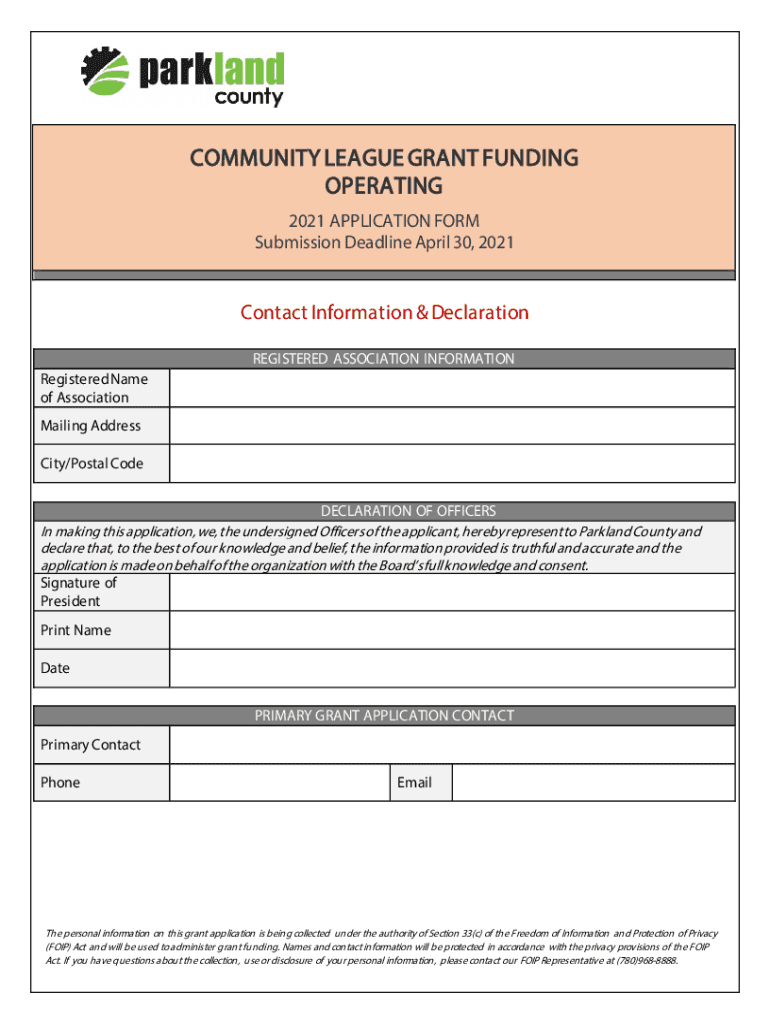 Fillable Online Community Grant Application Form Submission Deadlines Fax Email Print - pdfFiller