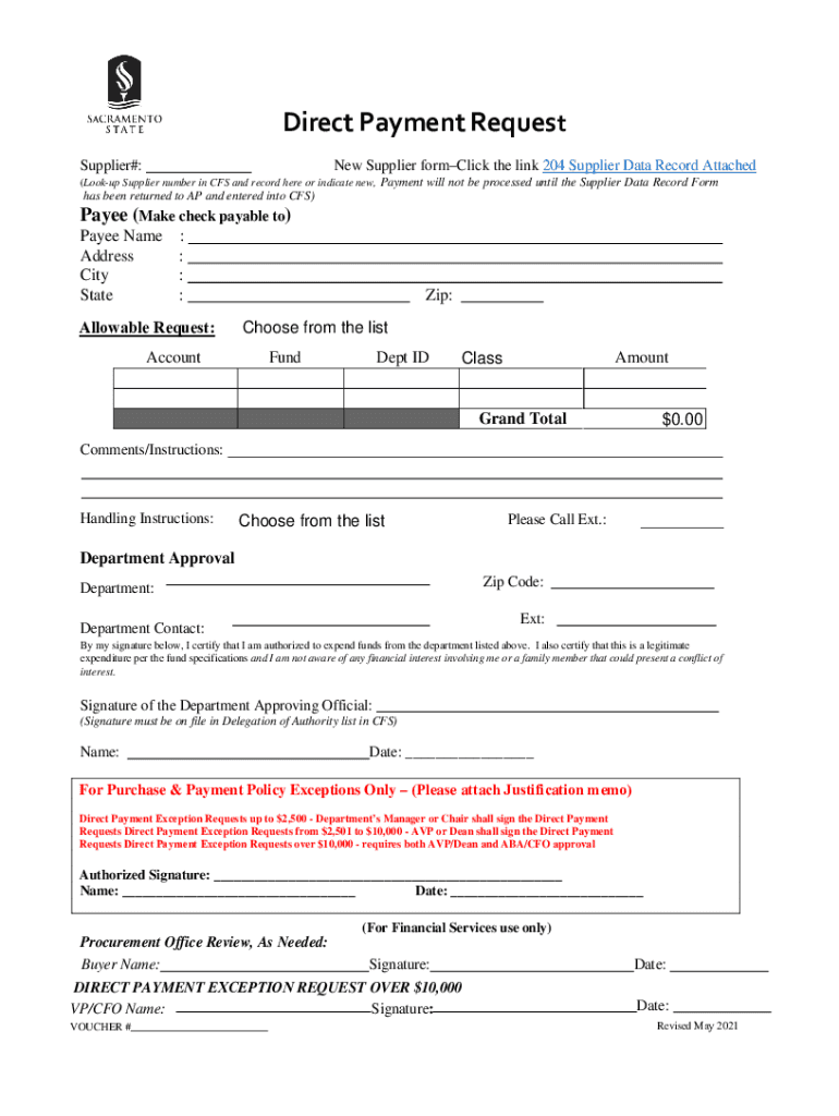 Fillable Online Direct Payment Form - UW-Madison Business Services Fax ...