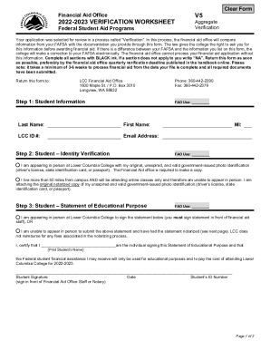 Fillable Online 2022-2023 VERIFICATION WORKSHEET Fax Email Print - pdfFiller