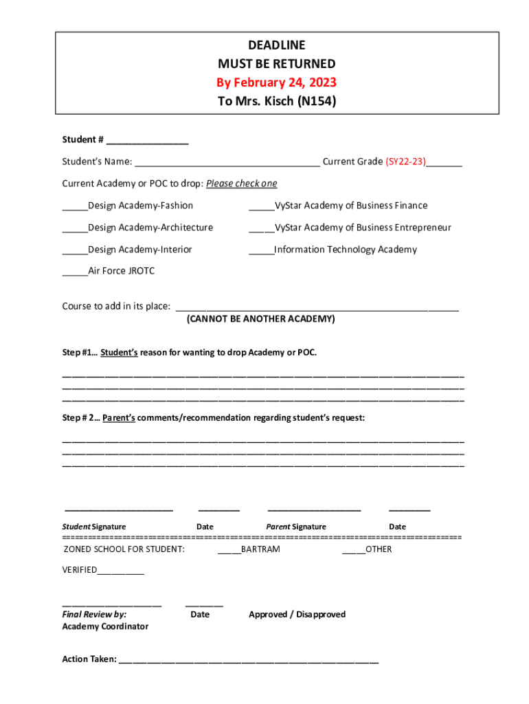Fillable Online Drop Form SY23-24 Fax Email Print - pdfFiller