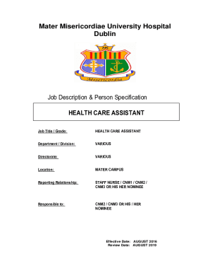Fillable Online JOB DESCRIPTION & PERSON SPECIFICATION Staff Nurses Fax ...