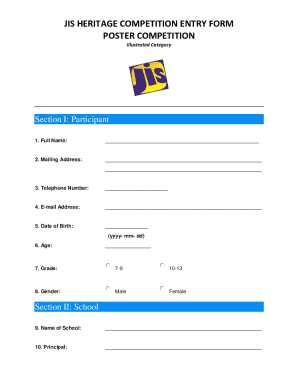 Fillable Online Heritage Poster Competition Application Form Fax Email Print - pdfFiller