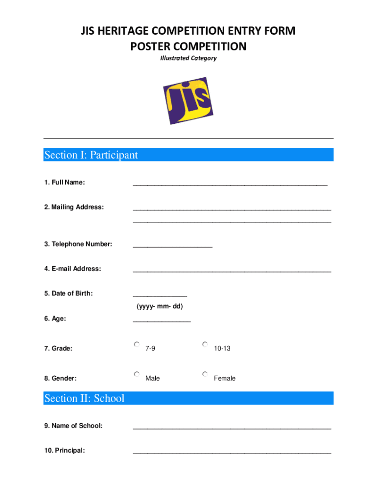 Fillable Online Heritage Poster Competition Application Form Fax Email ...