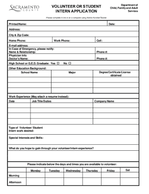 Fillable Online Volunteer-Intern+Application+REVISED.pdf - Amazon S3 Fax Email Print - pdfFiller
