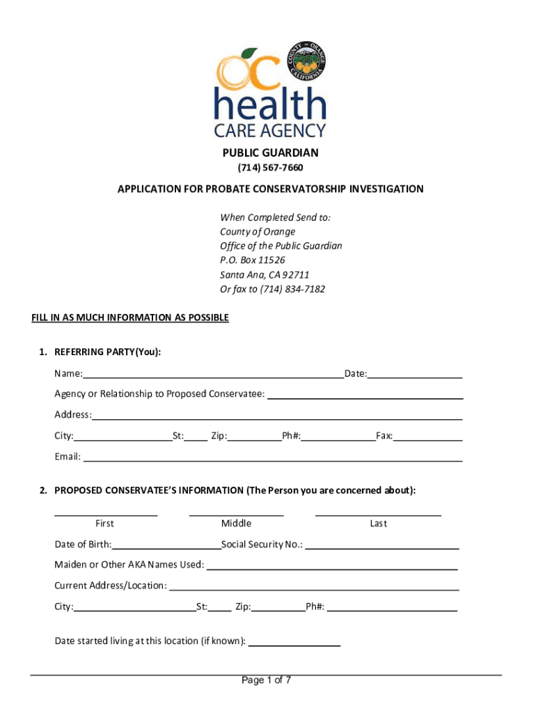 Fillable Online How to File for Conservatorship in Orange County, CA ...