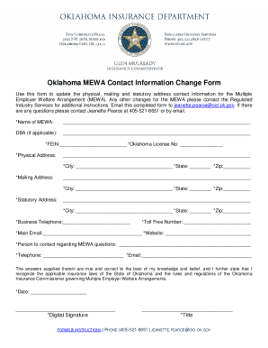Fillable Online MEWA CONTACT INFORMATION CHANGE FORM Fax Email Print ...