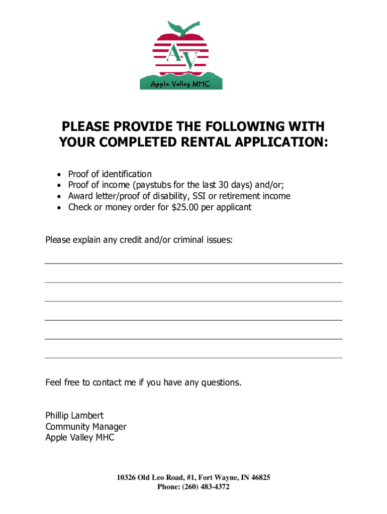 Fillable Online Tenancy Application Forms - Apple Property Management ...