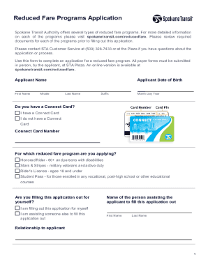 Fillable Online Reduced Fare Programs Application - Spokane Transit ...