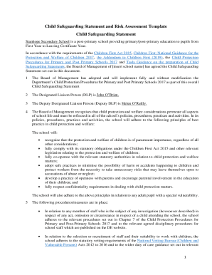 Fillable Online NWETSS Child Safeguarding Statement and Risk Assessment ...