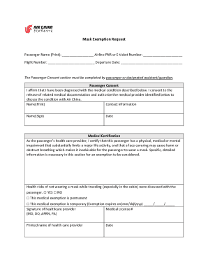 Fillable Online Free fillable Mask Exemption Request Must be submitted ...