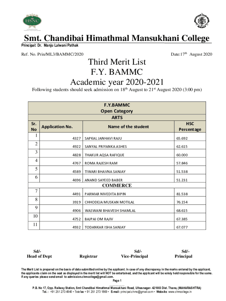 Fillable Online Smt. CHM college has always taken initiative to create ...