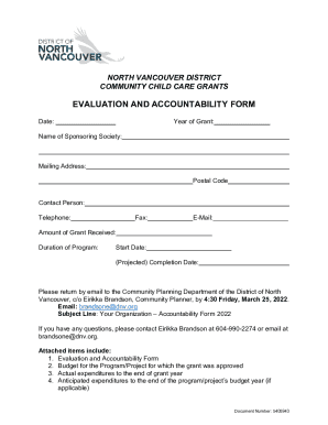 Fillable Online child care grant accountability form - District of ...