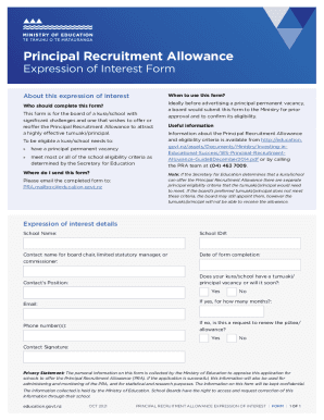 Fillable Online Principal Recruitment Allowance EOI Form Fax Email ...