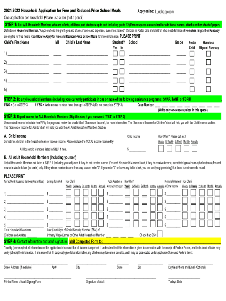 Fillable Online national school lunch program Fax Email Print - pdfFiller
