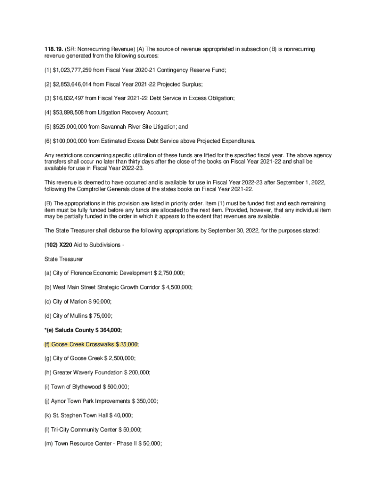 Fillable Online treasurer sc (1) $1,023,777,259 from Fiscal Year 2020 ...