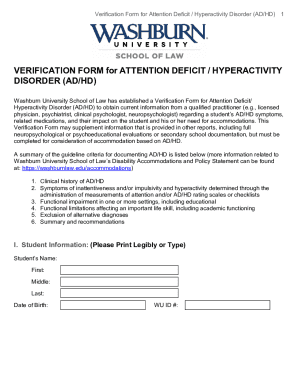Fillable Online Verification Form for Attention Deficit / Hyperactivity ...
