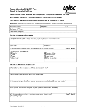 Fillable Online Space Allocation REQUEST Form For all University ...