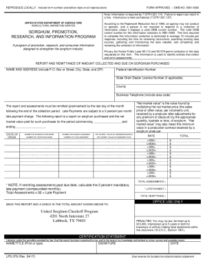 Fillable Online Form LPS 378 Sorghum (Monthly Report) 04 24 17 Fax ...