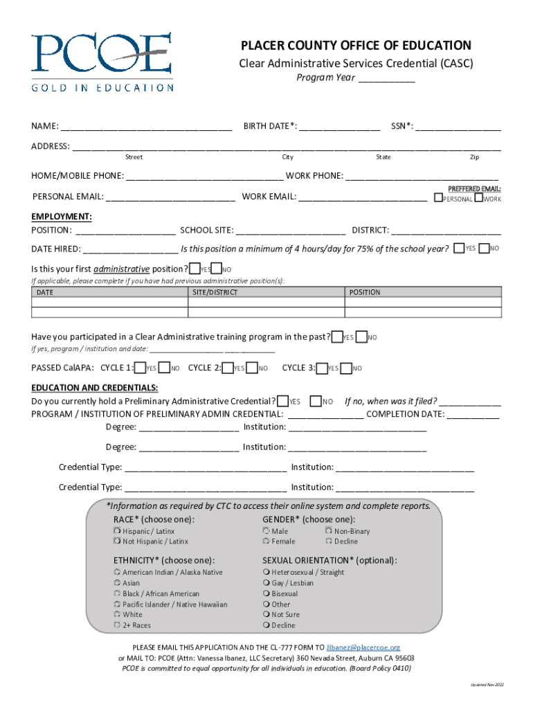 Fillable Online Clear Administrative Services Credential Induction Program Fax Email Print ...