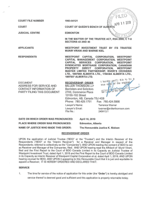 Fillable Online Filed Bench Brief of BDO for Sale Approval, Vesting ...