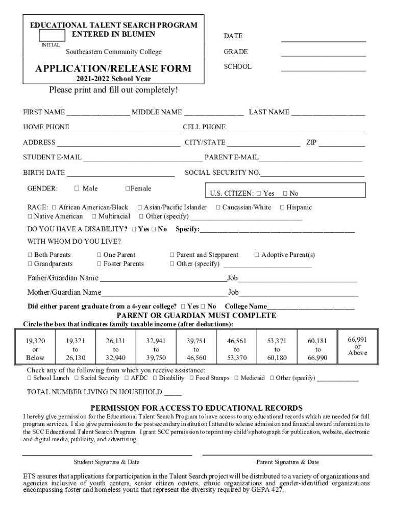 Fillable Online Educational Talent Search Application - Cognito Forms ...