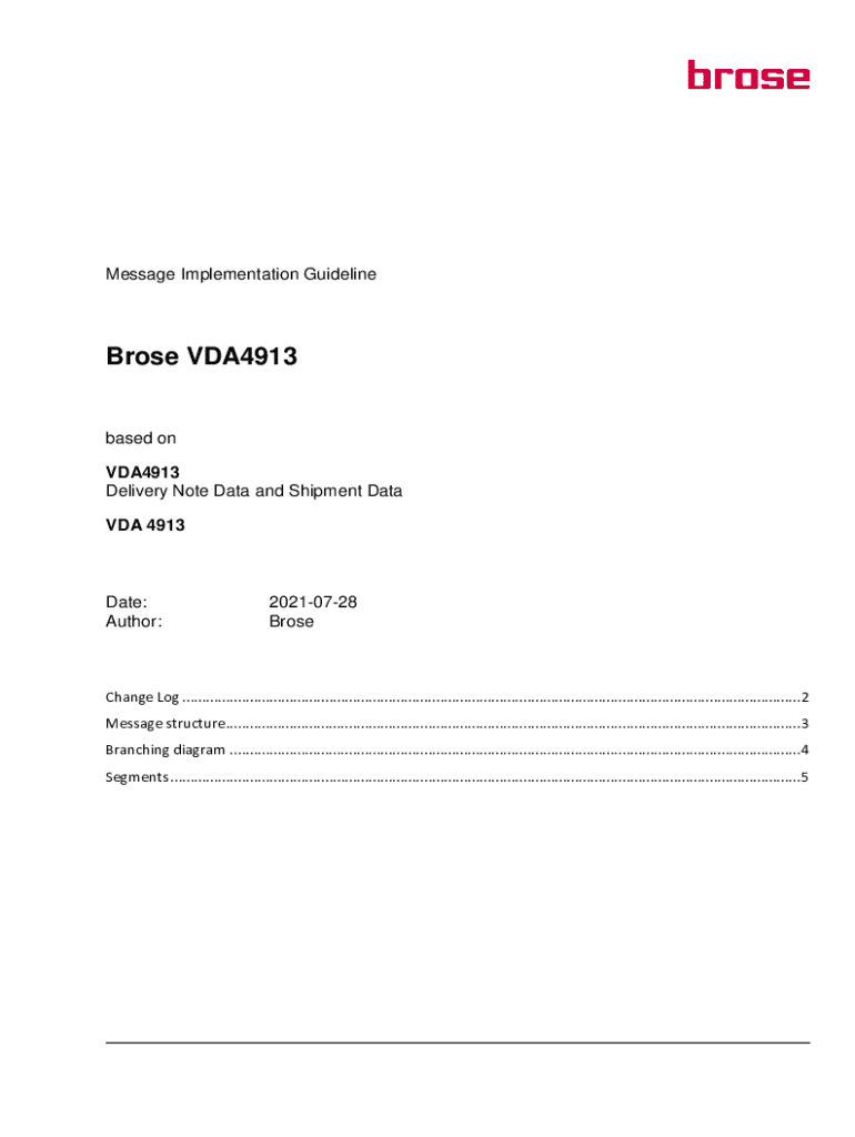 Fillable Online Global Production Despatch Advice Message / VDA 4913 ...