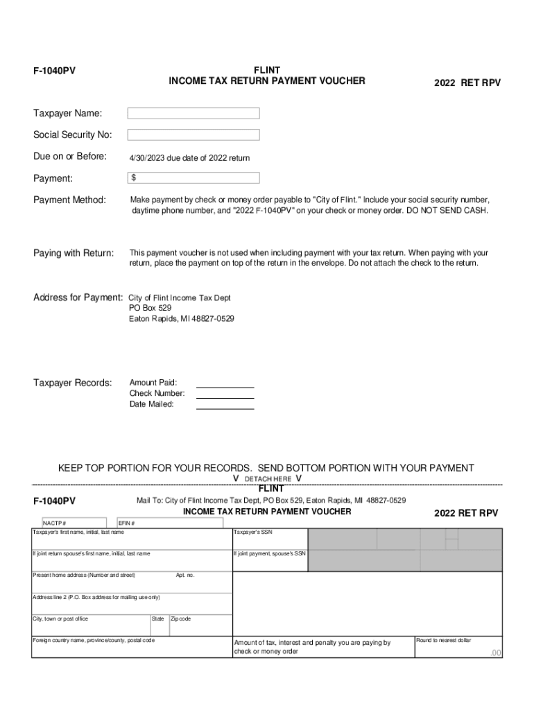 Fillable Online flint income tax return payment voucher Fax Email Print - pdfFiller