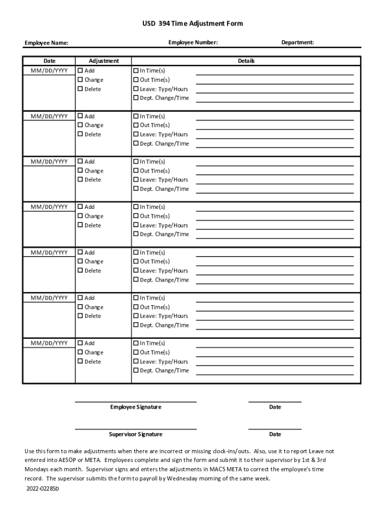 Fillable Online Time Adjustment Form Fax Email Print - pdfFiller