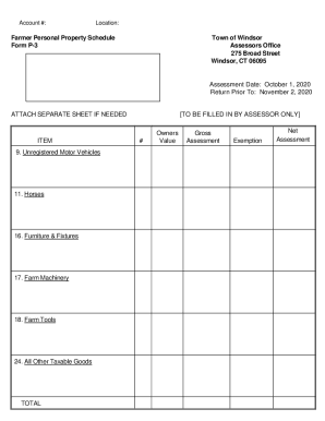 Fillable Online Farmer Personal Property Schedule Fax Email Print ...