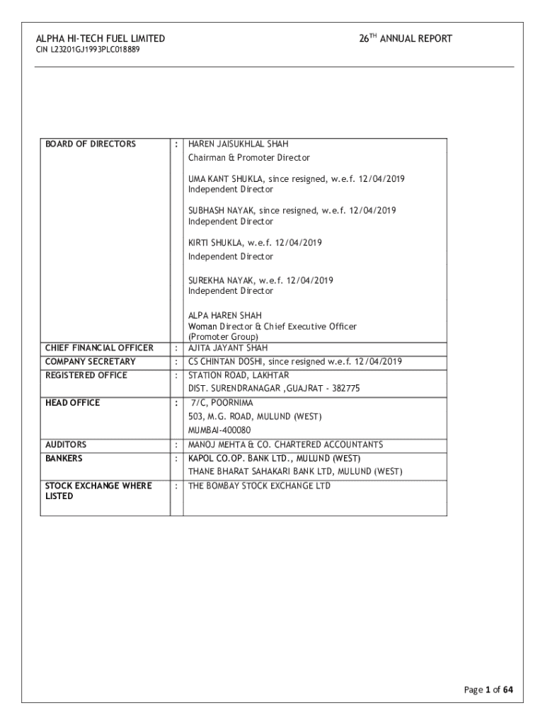 Fillable Online ALPHA HI-TECH FUEL LIMITED - Company, directors and ...