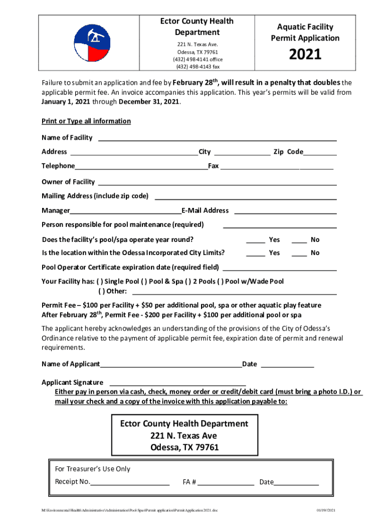 Fillable Online Ector County Health Department Health Permits Webpage! Fax Email Print - pdfFiller