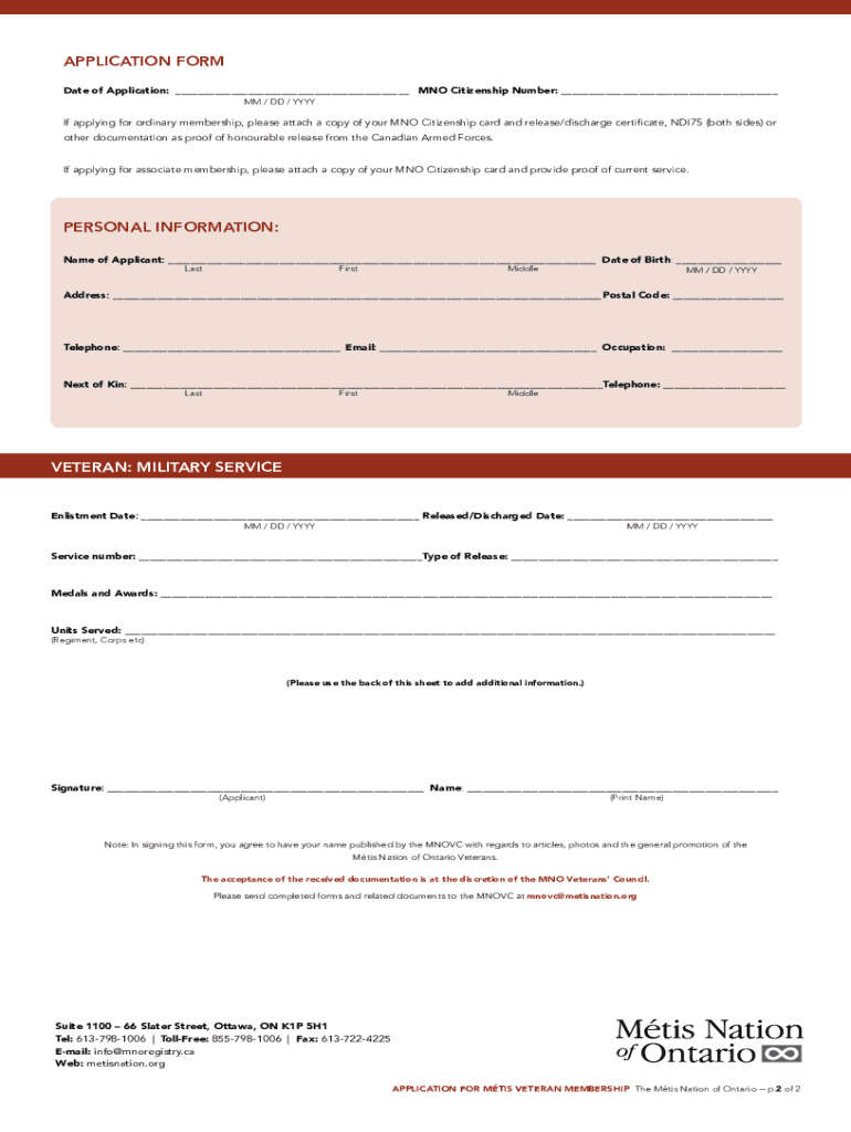 Fillable Online Mtis Nation of Ontario Program Application Portal Fax ...